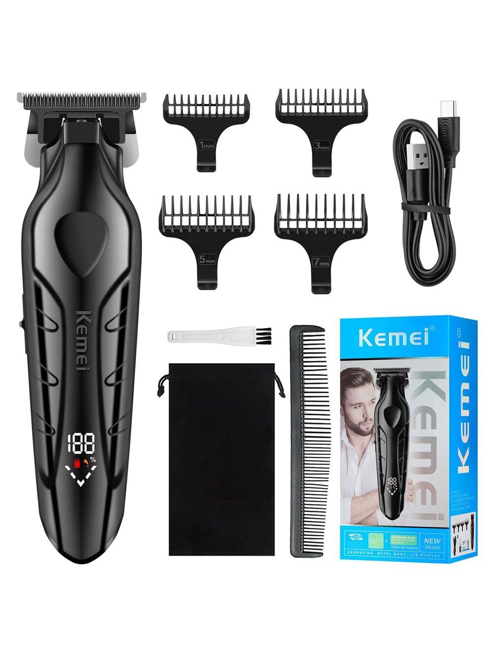 Kemei Rechargeable Shaver For Men - Black - KM2269 | 2B Egypt