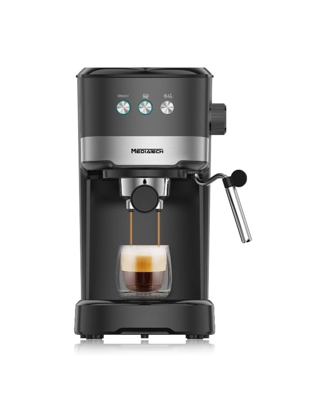 Media Tech Espresso Coffee Machine 1100 Wat 15 Bar 1.5 Liter - Black ...