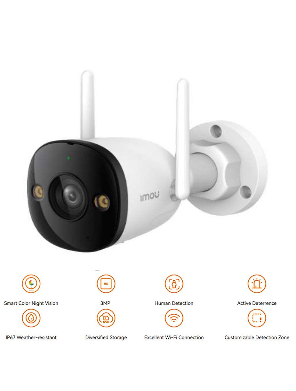 Imou 2E Secuirty Camera 3MP H.265 Bullet Wi-Fi Camera Full Color ...